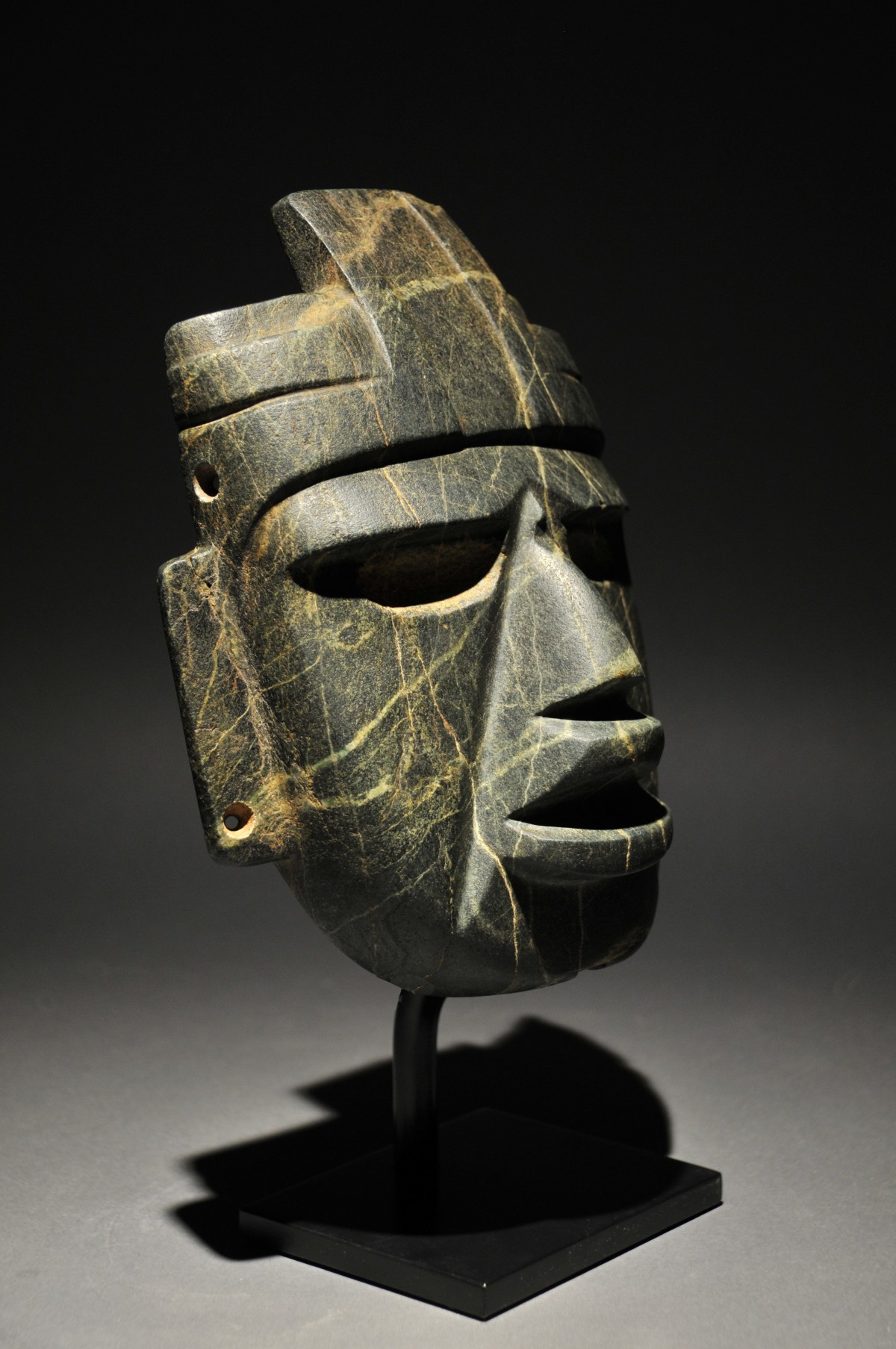 Mezcala Mask w/ Headdress - William Siegal Gallery : William Siegal Gallery